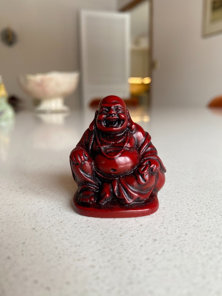 Antique Chinese Carved Red Stone Buddha 1-5/8" Vintage Jasper or ...