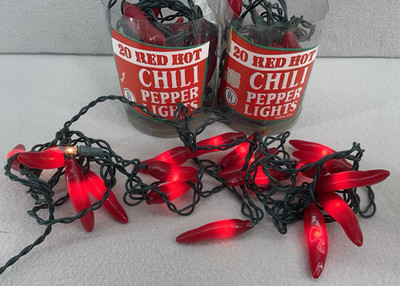 String of 20 Red Hot Chili Pepper Lights Indoor Party Décor Christmas ...