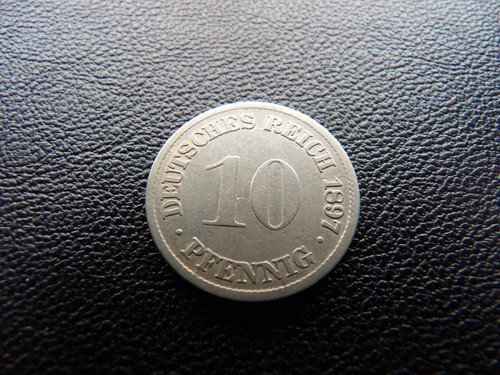 Germany 1897 G 10 pfennig coin Wilhelm II - Large crowned Imperial ...