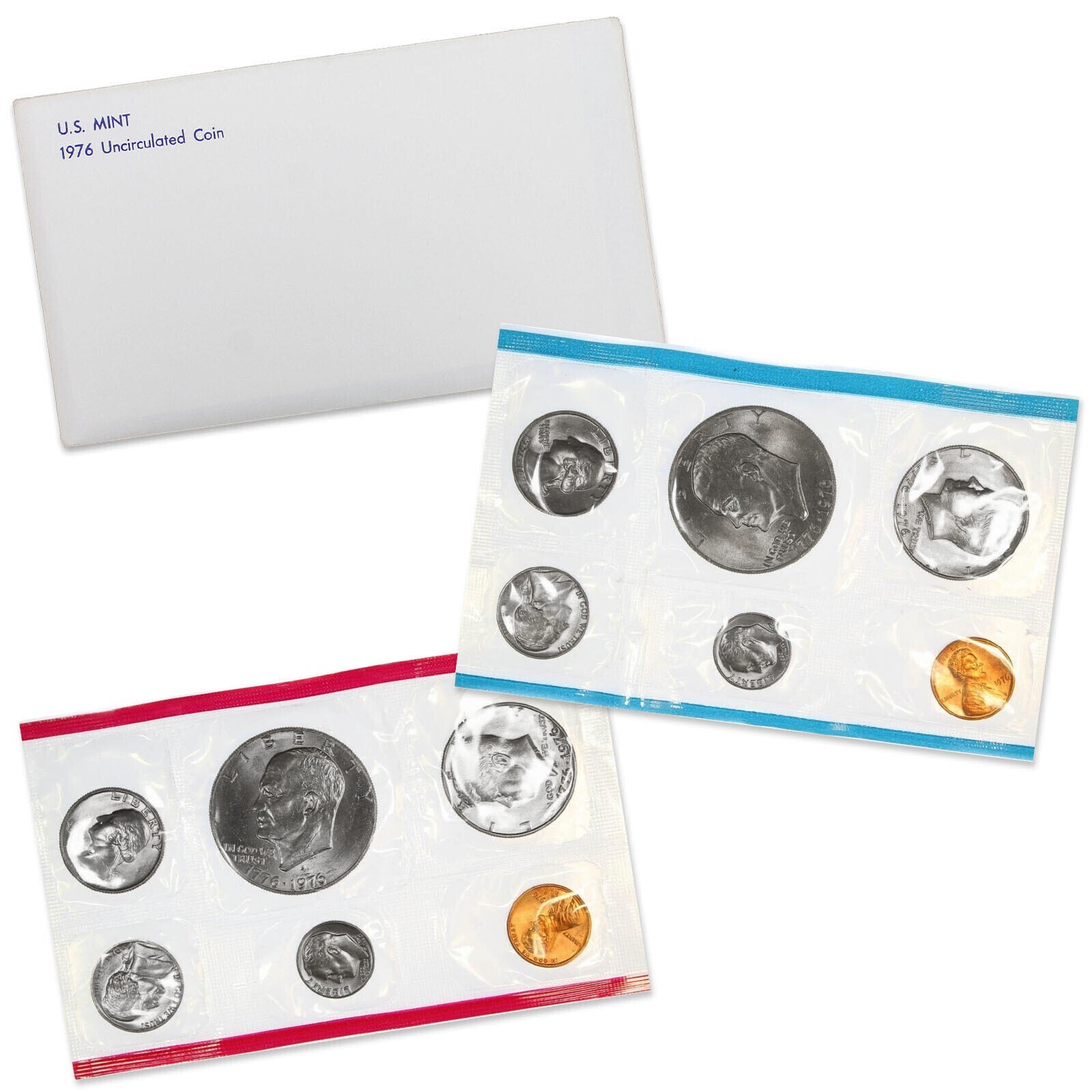 1976 P&D Mint Set with 12 Brilliant Uncirculated US Coins & Envelope ...
