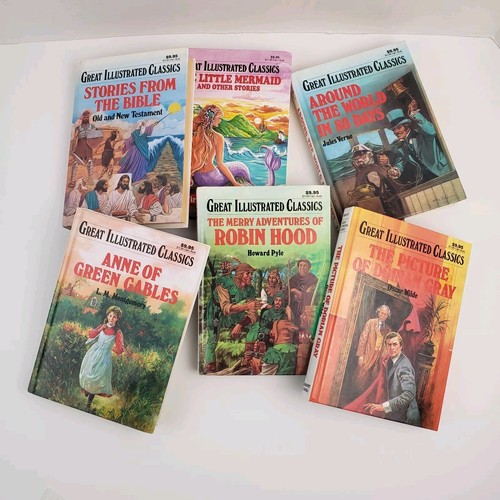 Great Illustrated Classics Lot of 6 Dorian Gray Anne Bible Robin Hood ...