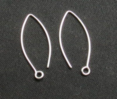 10 Pieces Earring Hooks 925 Sterling Silver 30mm Long V Shape Bali ...