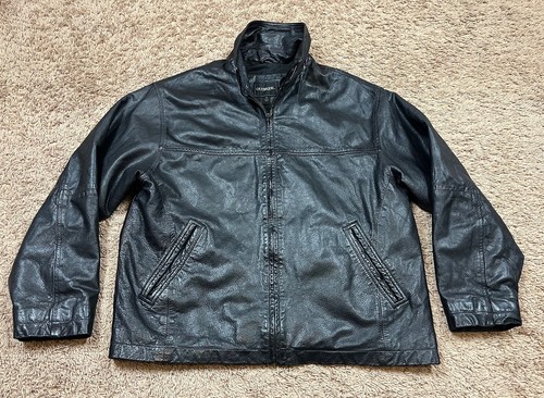 Outbrook Vintage Black Genuine Leather Bomber Biker Men’s Medium Full ...