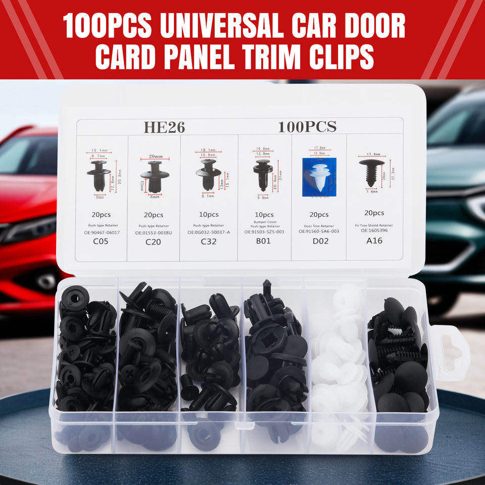 100Pcs Car Bumper Hood Clips Retainer Rivet Fastener Fender Push Pin ...