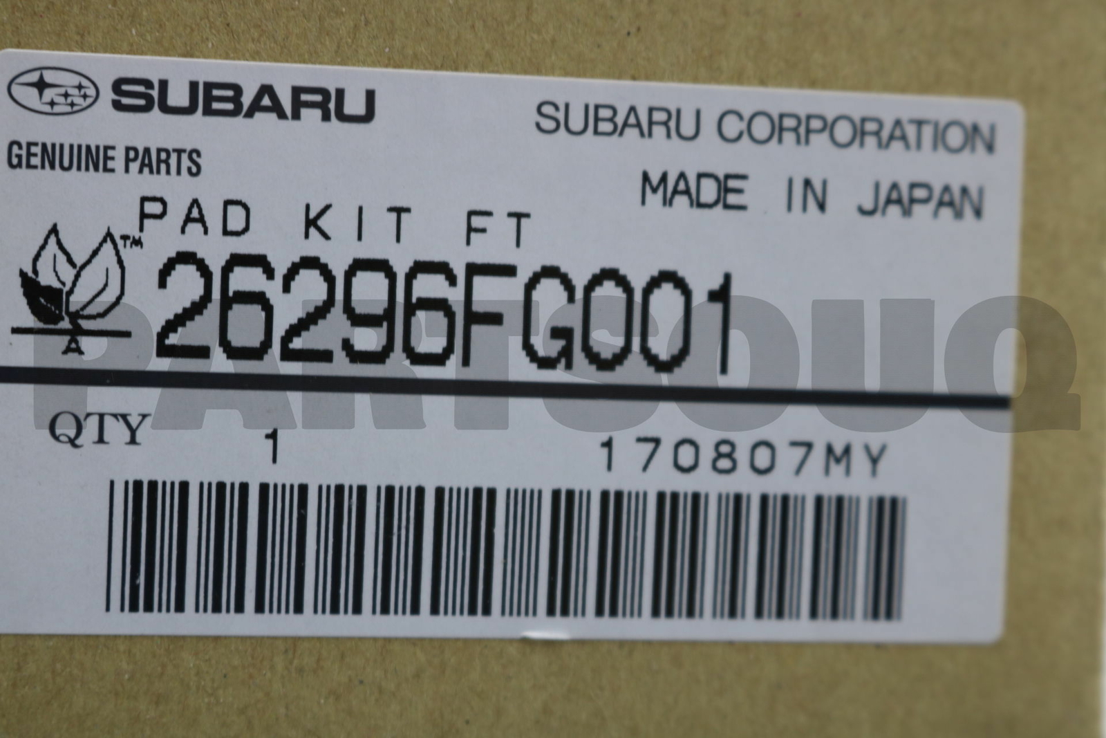 26296FG001 Genuine Subaru PAD KIT-F 26296-FG001 | eBay