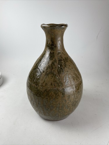 2001 Joe Reinhardt Pottery 9.25 Green Alkaline Glaze Vase Catawba ...
