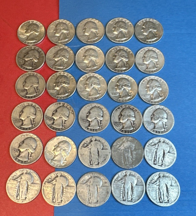 Lot of 30 Washington Quarters – 90% Silver – Mixed Years 1930-1950 Lot ...