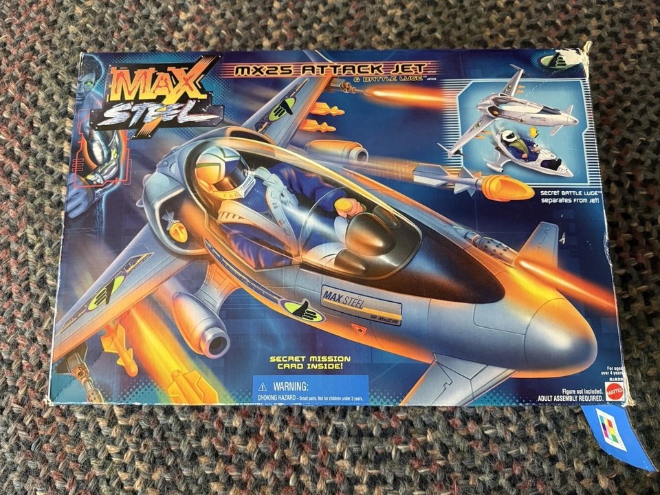Rare Vintage MAX STEEL MX-25 Attack Jet and Battle Luge MATTEL 1999 ...