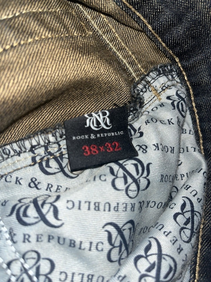 Rock and Republic Verve Men's 38X32 Dark Blue Denim Mid-Rise Straight ...