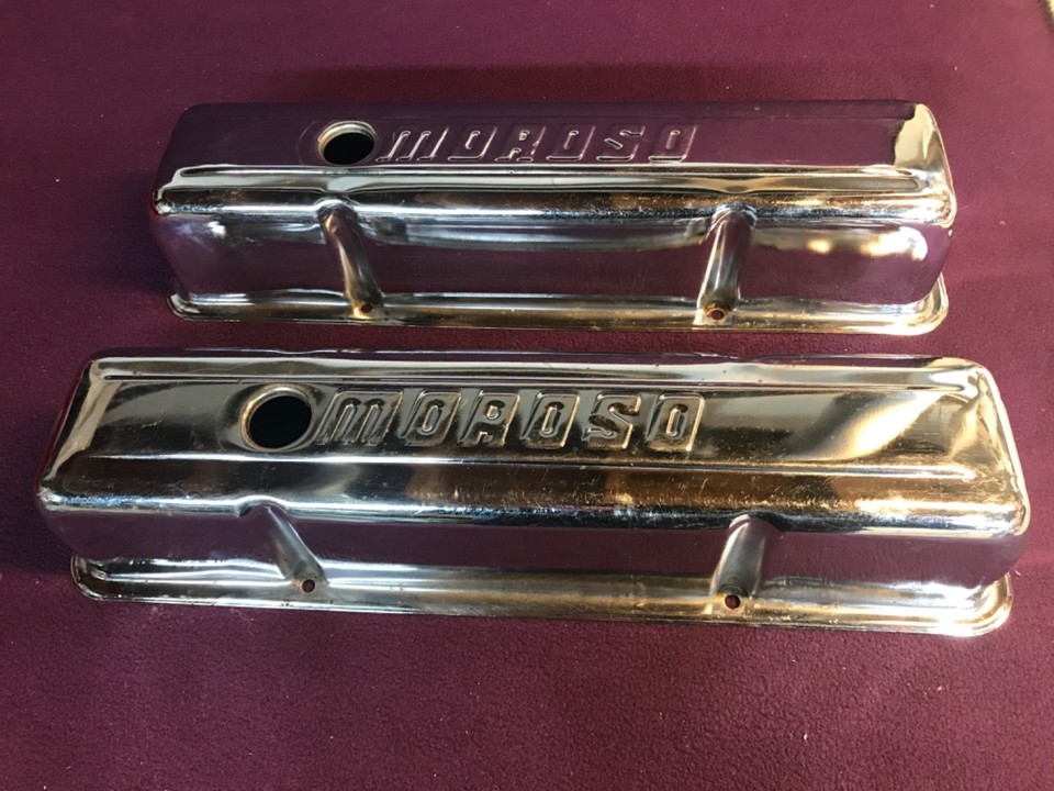 SBC Moroso TALL chrome valve covers 283 305 327 350 302 Gasser Rat rod ...
