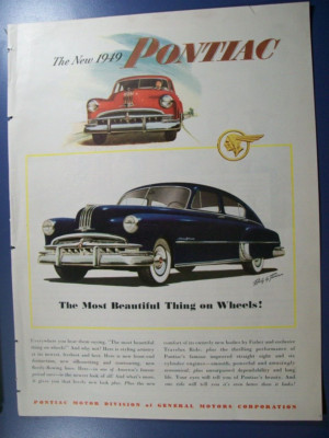 1949 Pontiac Streamliner Silver Streak mid-size-mag car ad- "most ...