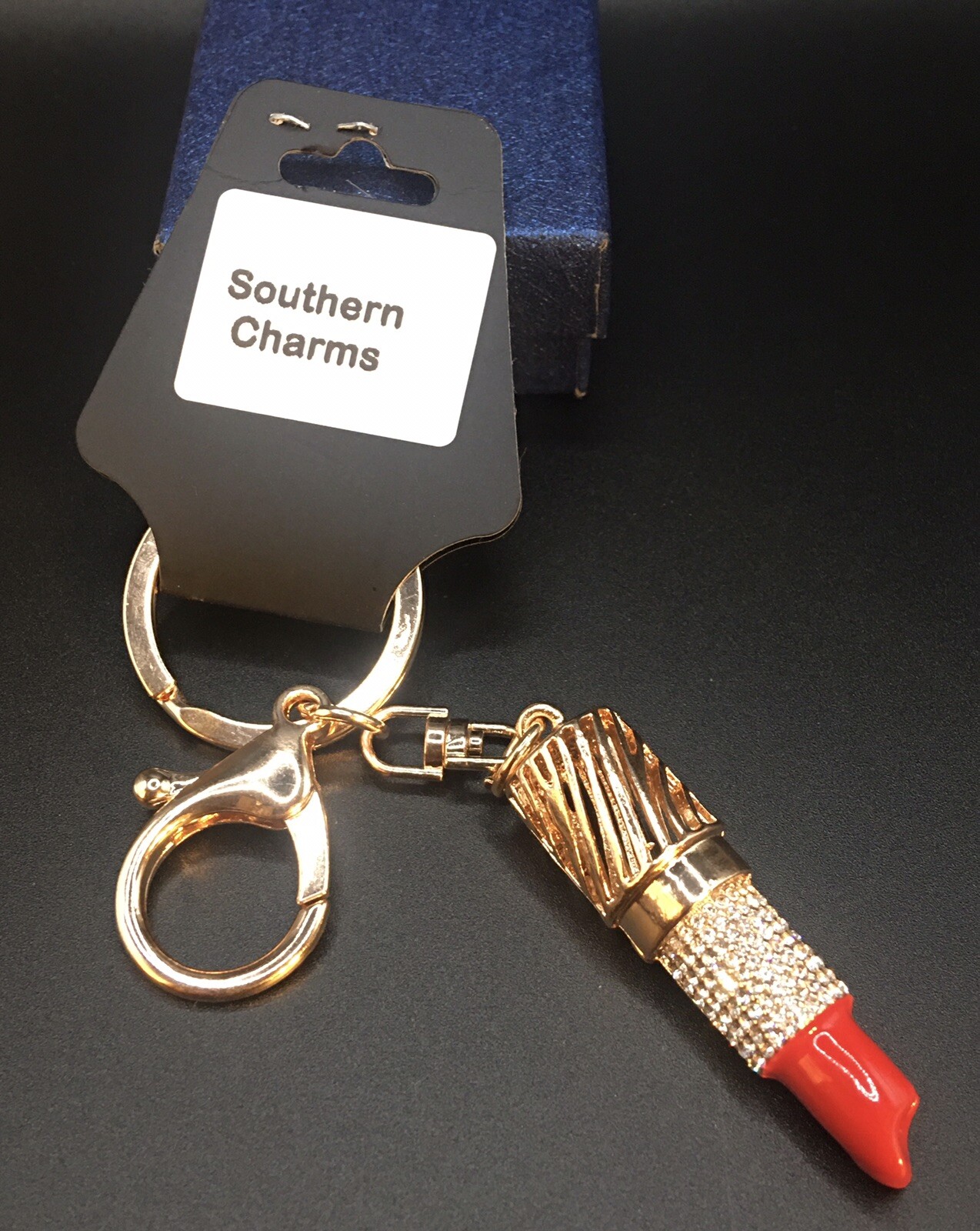 Southern Charms Red Lipstick Gold Keychain | eBay