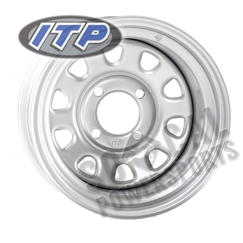 ITP Delta Steel Wheel 12x7 4/137 12mm Silver 4+3 Can Am Defender HD5 ...