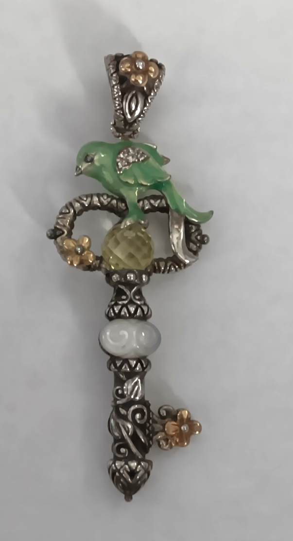 Barbara Bixby Sterling/18K 3.90 cttw Limon Quartz MOP Bluebird Key ...