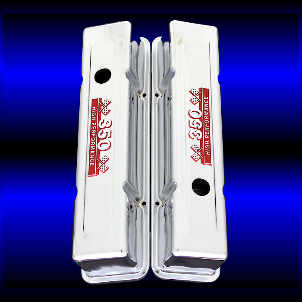 Valve Covers for Small Block Chevy 350 with 350 HP Emblems SBC Chrome ...