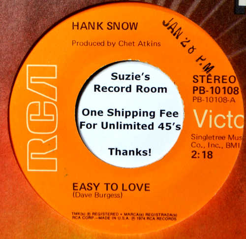 Hank Snow Easy to Love / Just a Faded Petal 70's Country Western 45 7 ...
