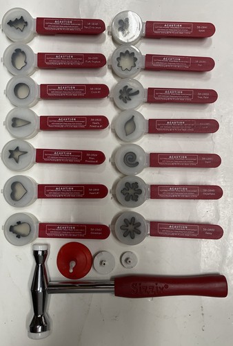 Sizzix Paddle Punch Hammer Eject Tool Tips and 14 Punches Christmas ...