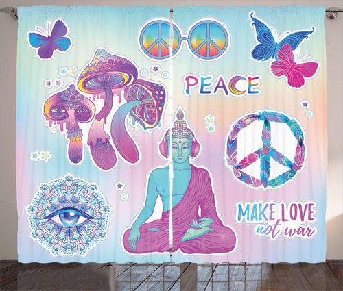 Trippy Curtains 2 Panel Set for Decor 5 Sizes Available Window Drapes ...