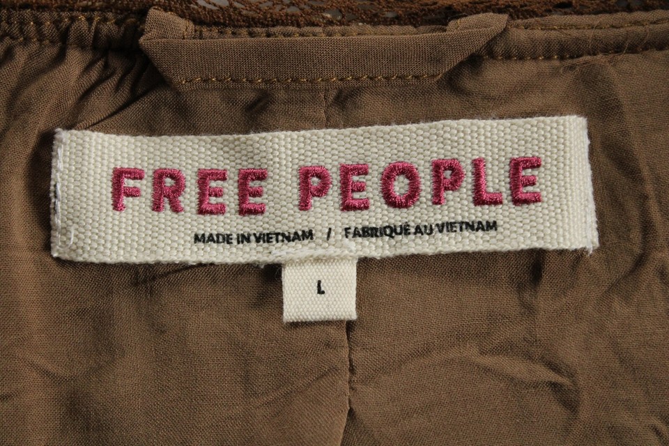 NWT Free People Large Brown Velvet Bed Jacket Oversized Lace Trim Bell ...