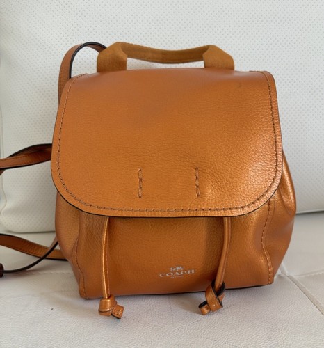 Coach Orange Metallic Derby Backpack Pebble Leather RP$295 | eBay