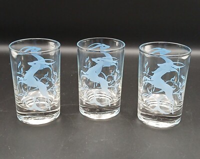 Vintage MCM Federal Glass Co. Blue Gazelle Small 4oz. Juice Glass Set ...