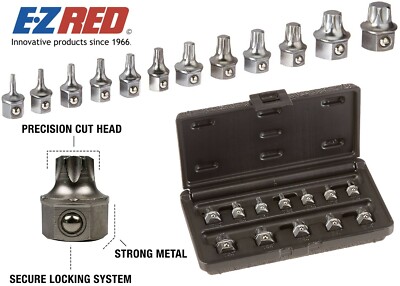 EZ Red T1000 12 Piece Super Low Profile Torx Bit Tool Set New Free ...