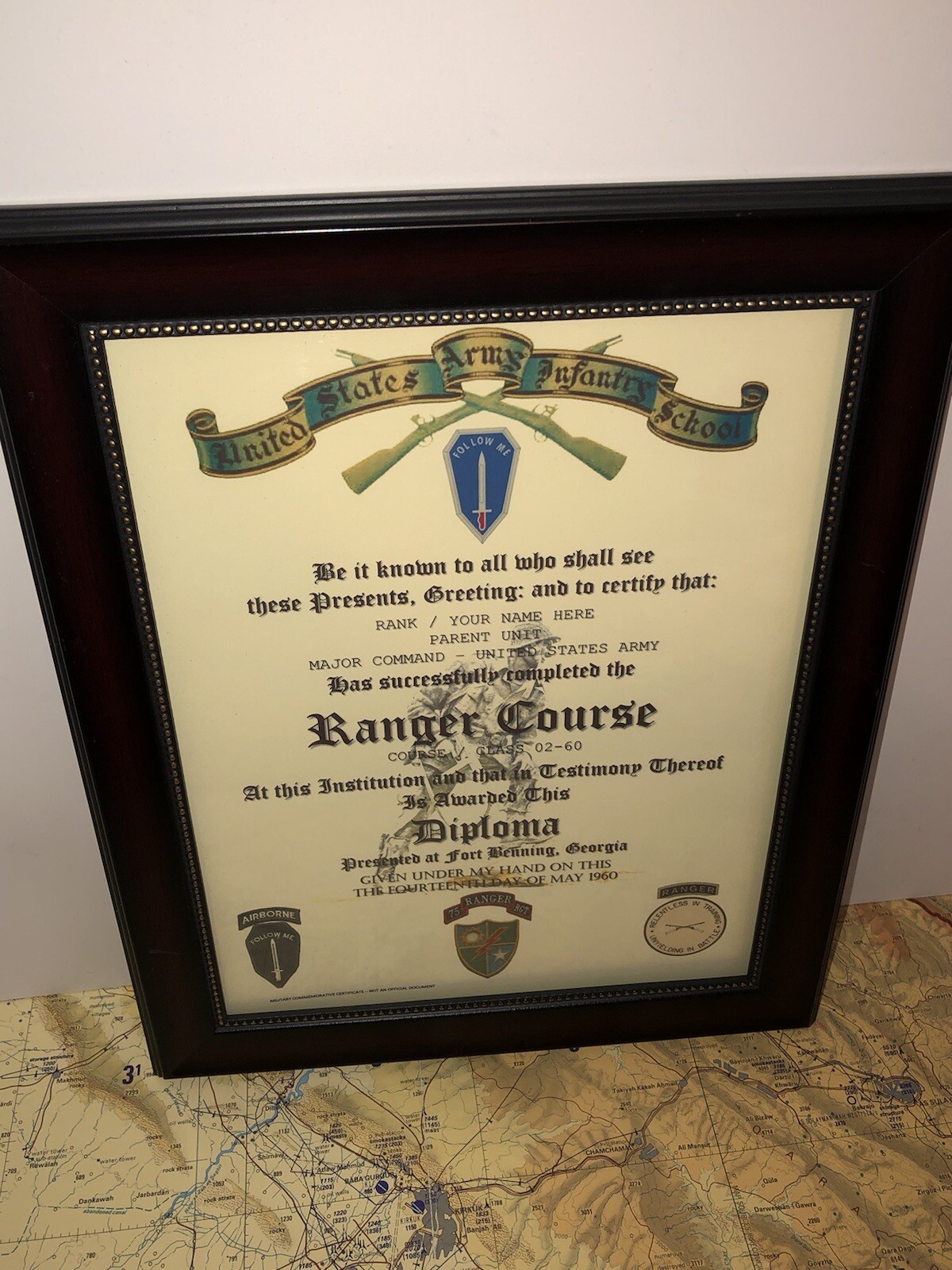 U.S. ARMY RANGER SCHOOL DIPLOMA (1960's - VIETNAM ERA) COMMEMORATIVE ...