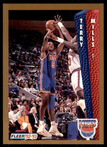 1992-93 FLEER Basketball NM Trading Card #145 - TERRY MILLS, New Jersey ...