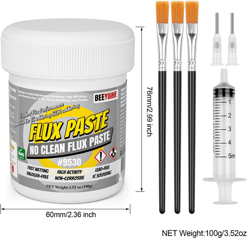 No-Clean Soldering Flux Paste for PCB/IC/BGA/SMD Repair - 5.15Oz/146G ...