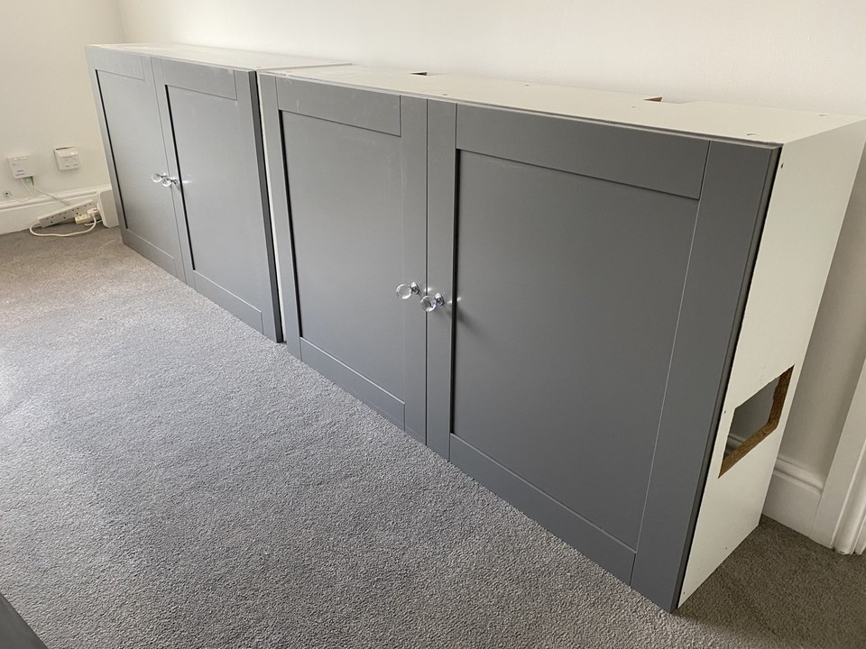 2 x Kitchen Wall Units 1200mm Grey | eBay UK