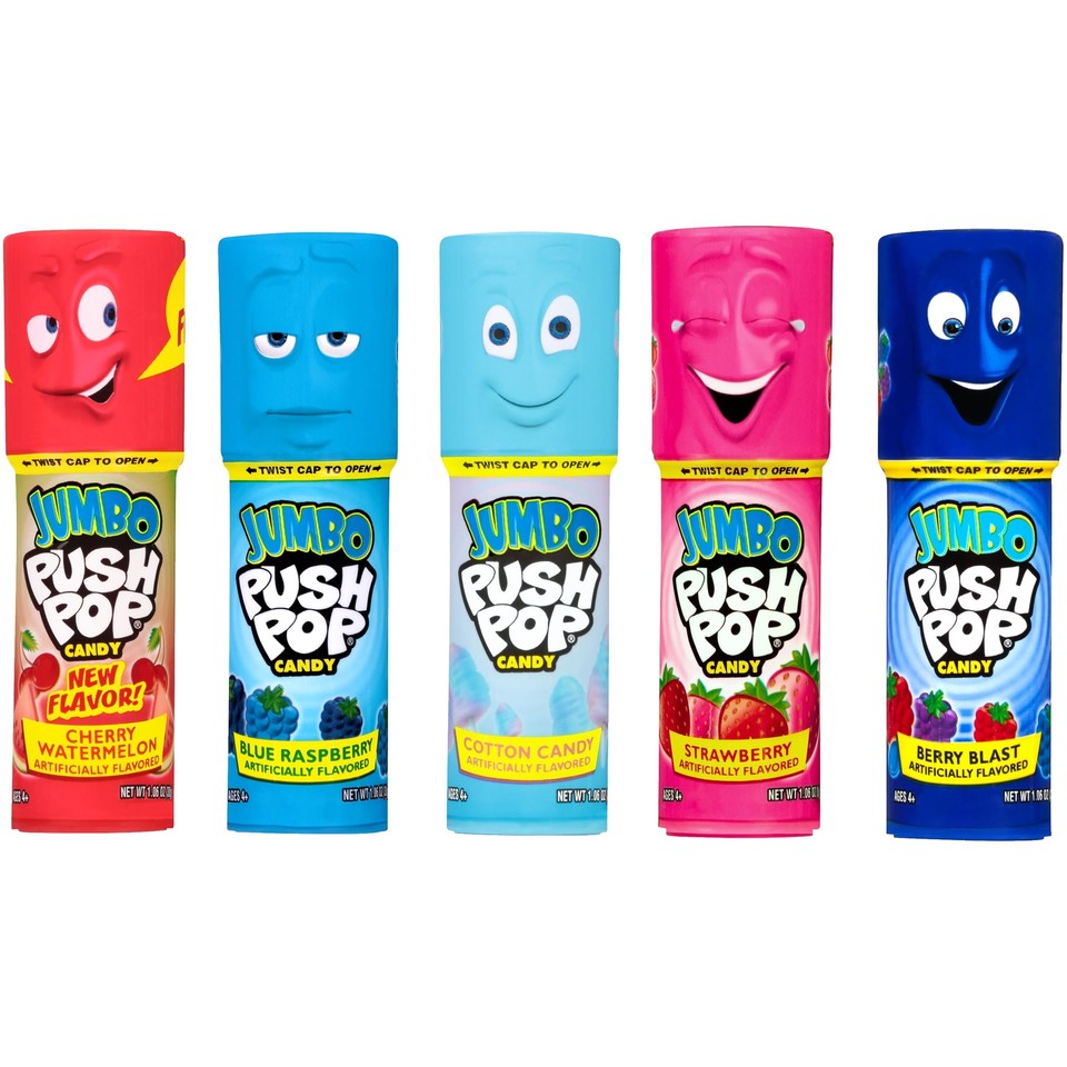 Push Pop Jumbo Candy Assortment Bulk 18 Pack ? Blue Raspberry ...