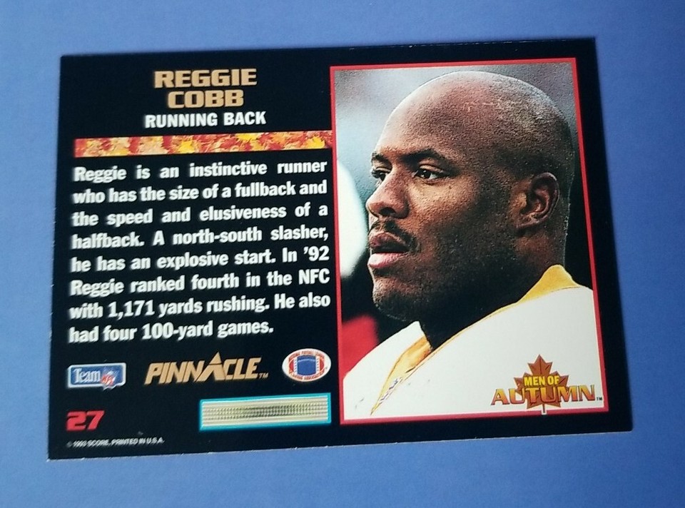 1993 Pinnacle Football Men of Autumn #27 Reggie Cobb - Tampa Bay ...