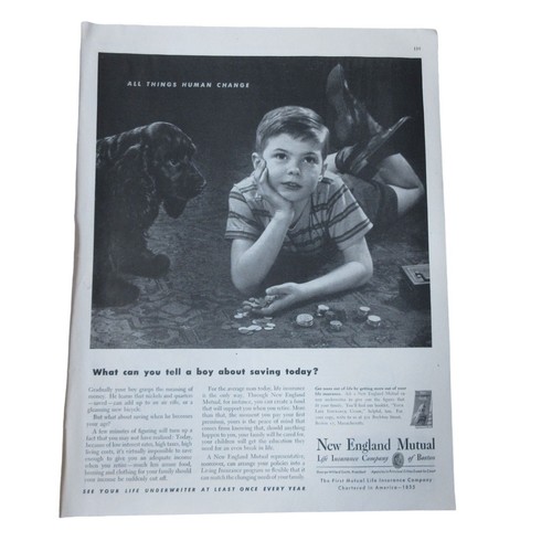 1949 New England Mutual Insurance - Vintage Print Ad | eBay
