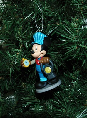 Disney Mickey Mouse Steam Locomotive Train Engineer Christmas Ornament ...