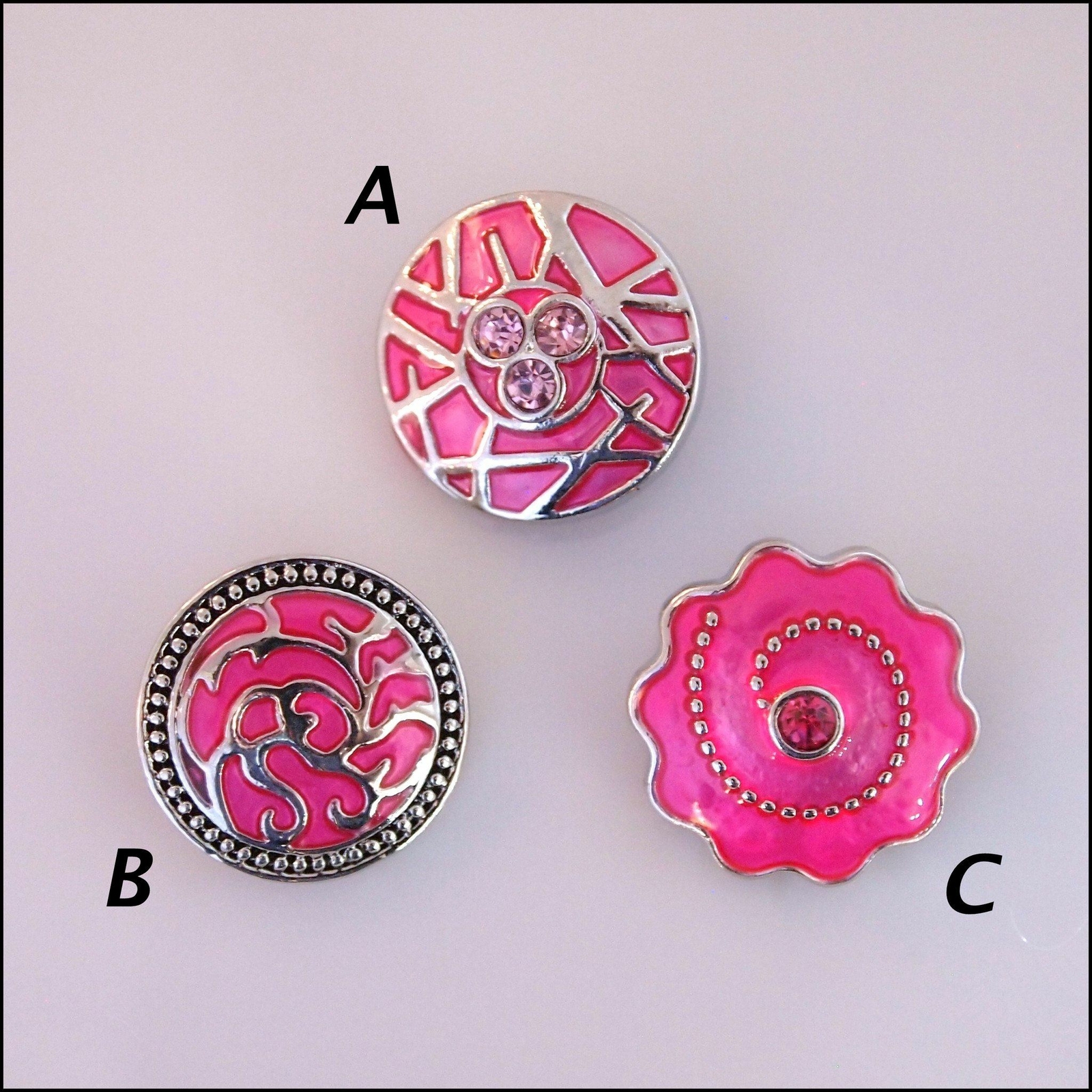 Deluxe Pink Enamel Snap Button | eBay