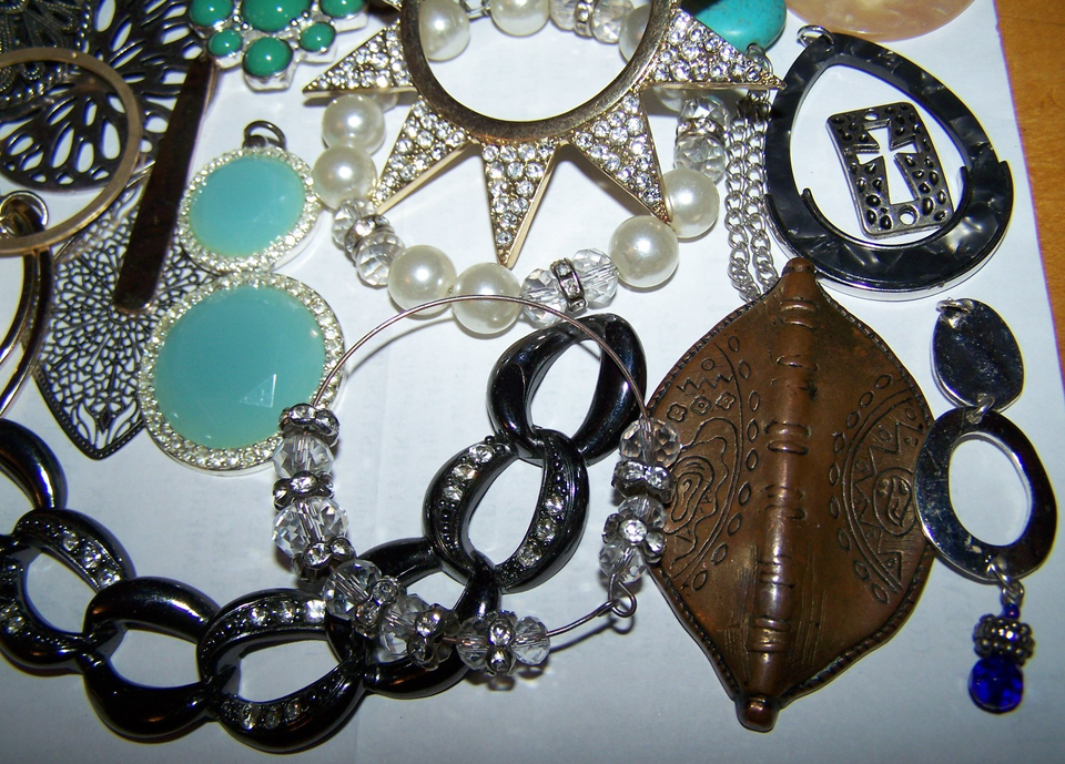 VTG~Mod Jewelry Parts Pieces Findings Lot Craft JewelryArt Metal Glass ...
