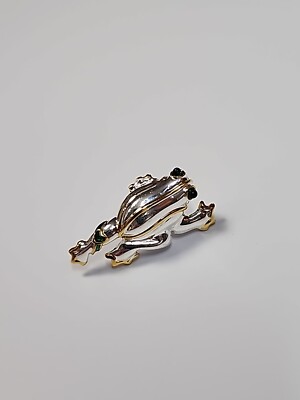 Jumping Frog Lapel Pin Silver Color Metal Green Accents | eBay