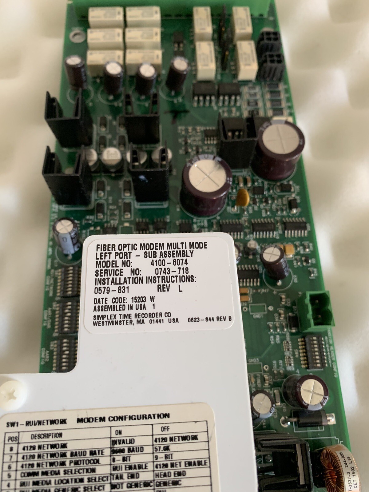 Simplex 4100-6074 Fiber Optic Modem Multi Mode Left Port Sub Assembly ...