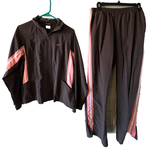 Nike Wind Suit 2 Piece Womens Sz Large Brown w/Peach Stripes | eBay