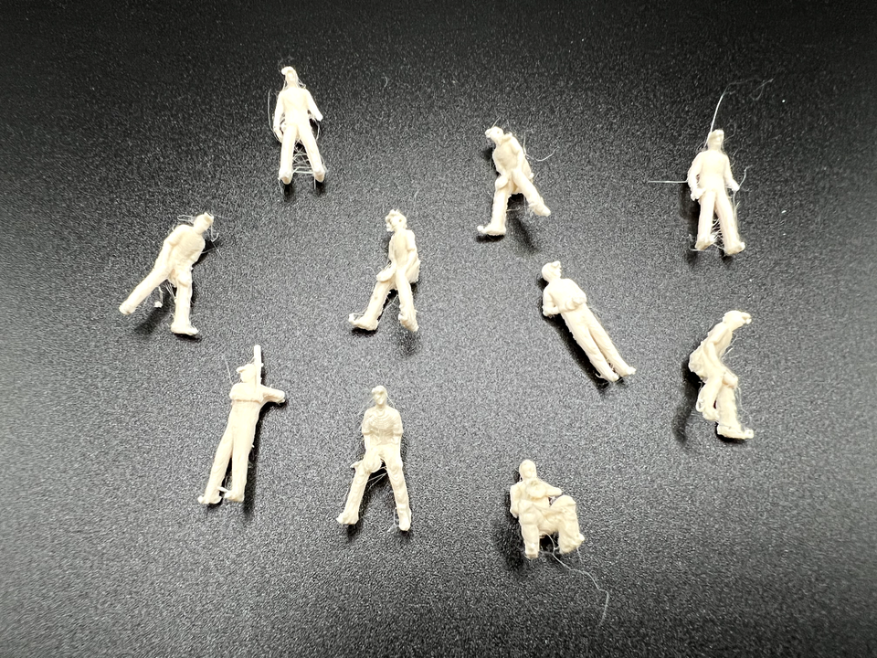 HO Scale Baseball Players-10 Piece Set Batter Pitcher Catcher Fielders ...