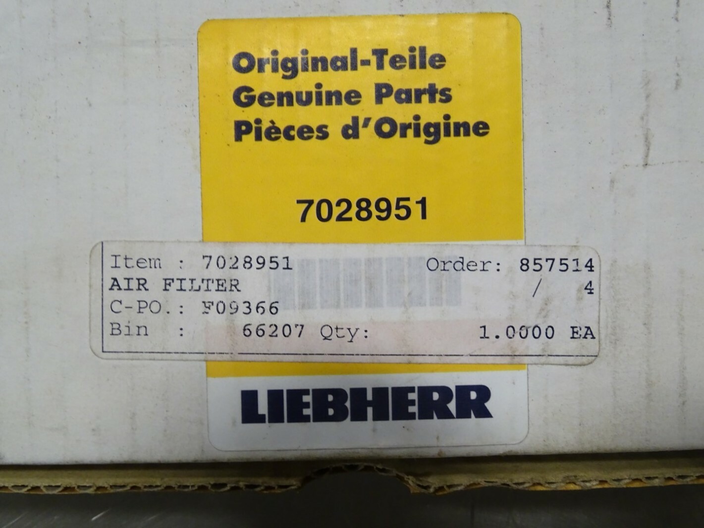 Liebherr Air Filter 7028951 for sale online | eBay