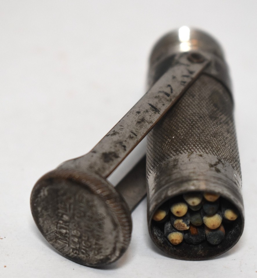 Vintage Marbles Gladstone Pat 1900 Pocket Match Safe Holder and Strike ...