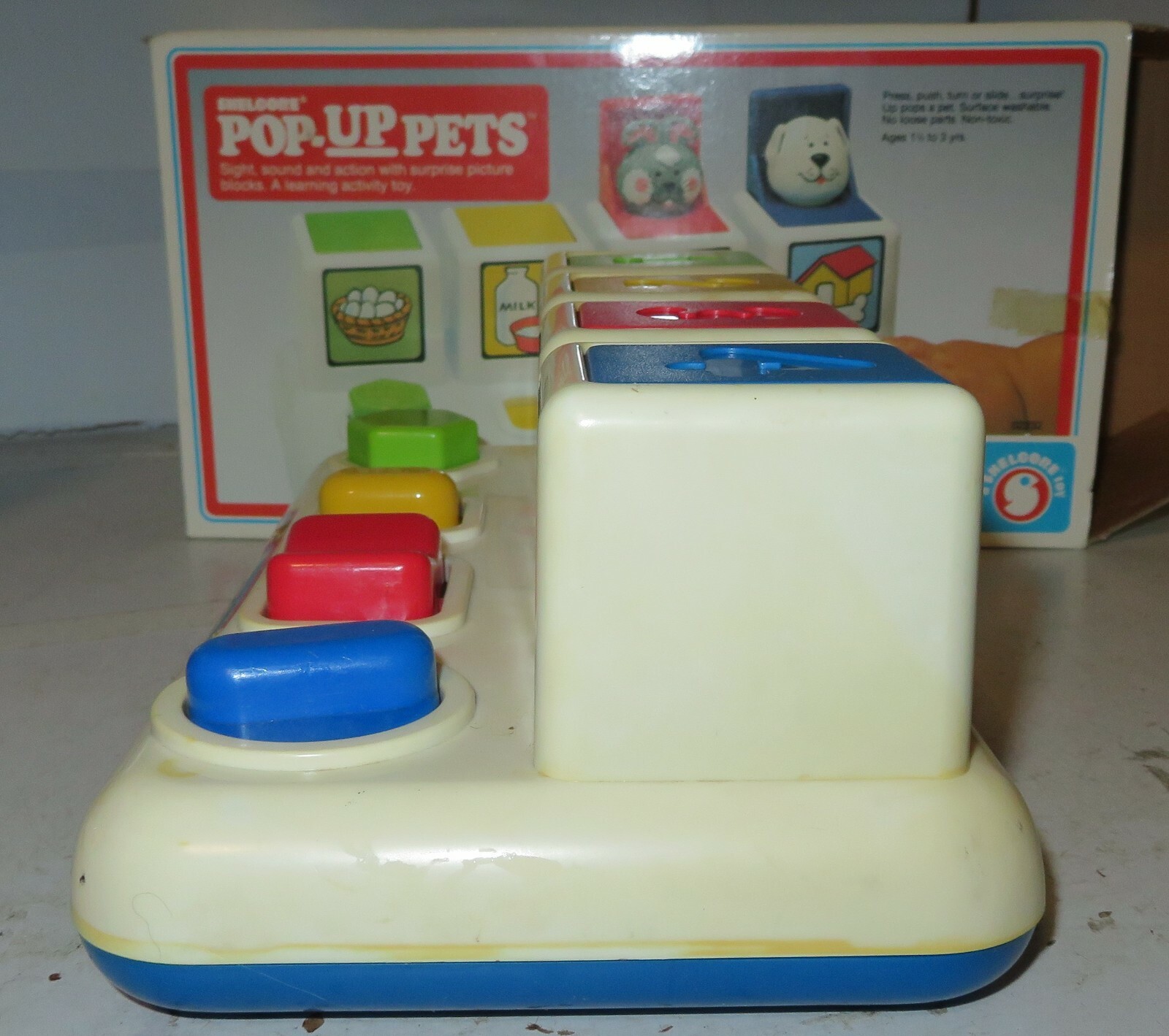 Vintage Pop Up Pets Activity Toy Animals Shelcore 1984 Baby Toy Boxed ...