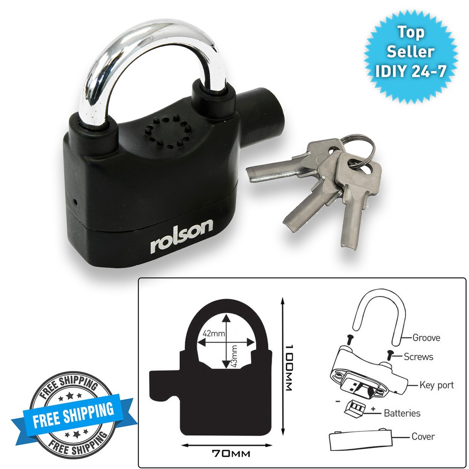 Rolson Alarm Padlock - Heavy Duty High Security Alarm Lock | eBay