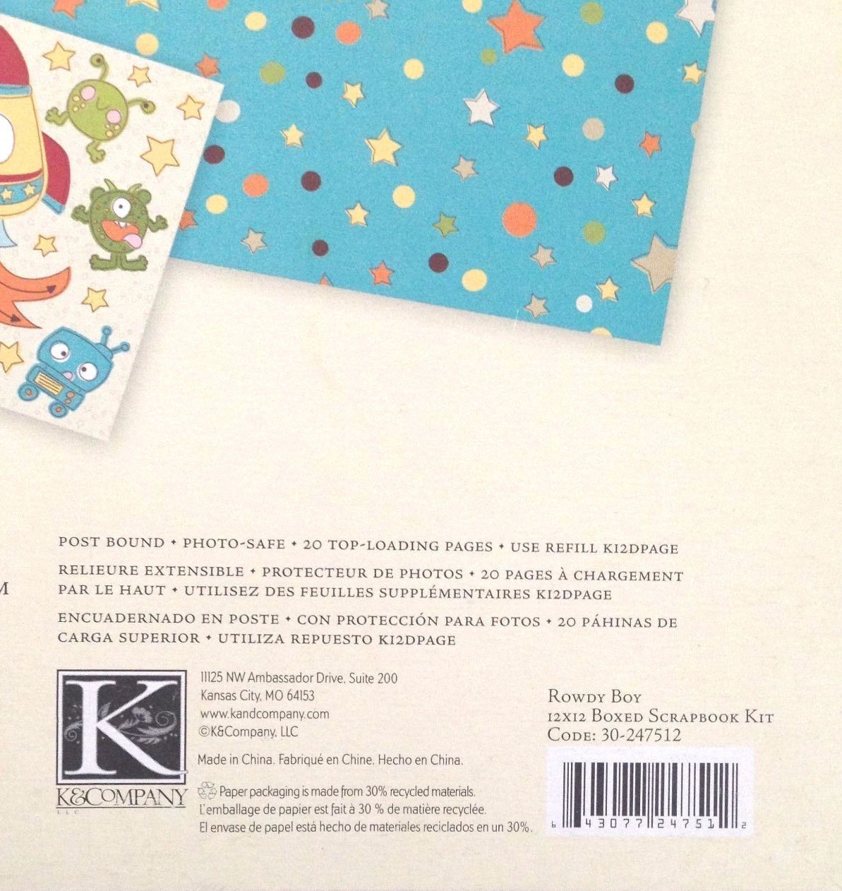 12" scrapbook Kit album 76p BABY BOY Rowdy paper sticker rub on ...