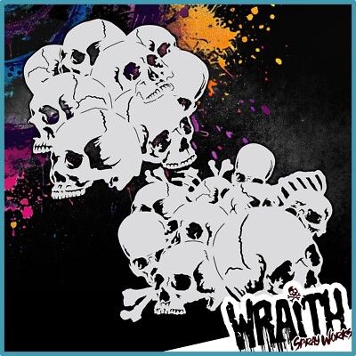 Skull Stack Double Set #4 - Reusable Airbrush Stencil Template | eBay