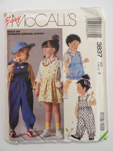 Easy McCall's 3837 Toddlers Size 3 - Shirt, Overalls, Short-All ...