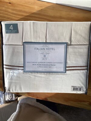 Amrapur King Size 6 Piece Sheet Set Ivory/Mocha 110006DM-IMC-KG | eBay