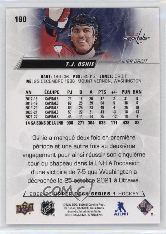 2022-23 Upper Deck Series 1 French TJ Oshie #190 | eBay