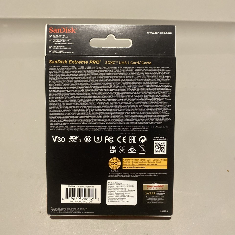 SanDisk 2TB Extreme PRO SDXC UHS-I Memory Card (R:250MB/s), SDSDXXD ...